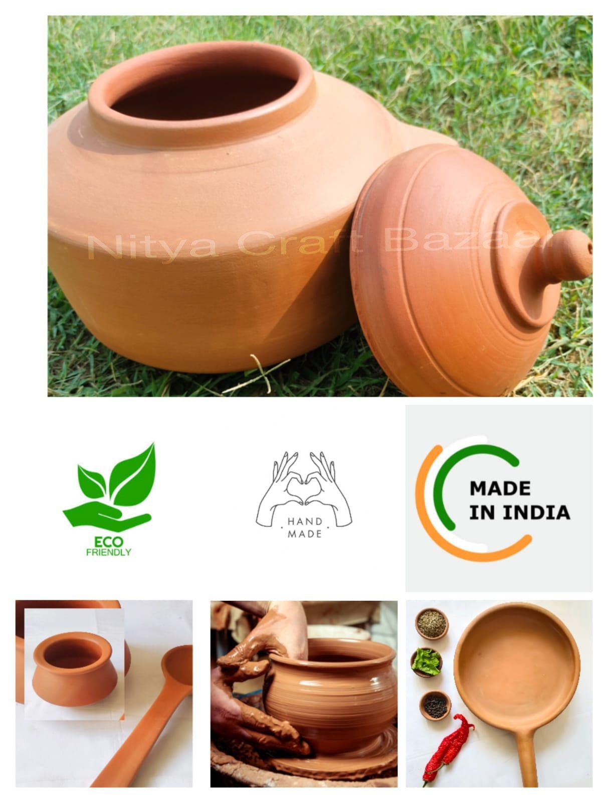 Unglazed Clay Fry Pan/100% Natural Clay Fry Pan/earthen Utensils/clay ...