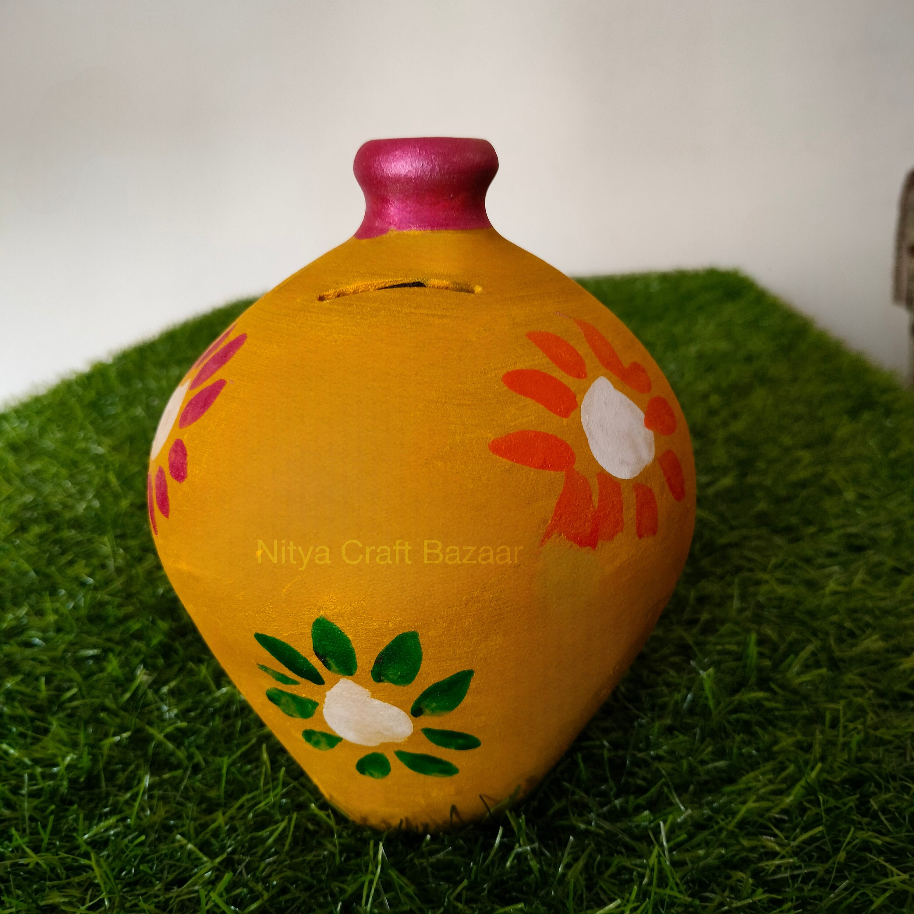 Flower Print Piggy Bank/hand-painted/ Colorful Clay Coin Bank/ Money ...