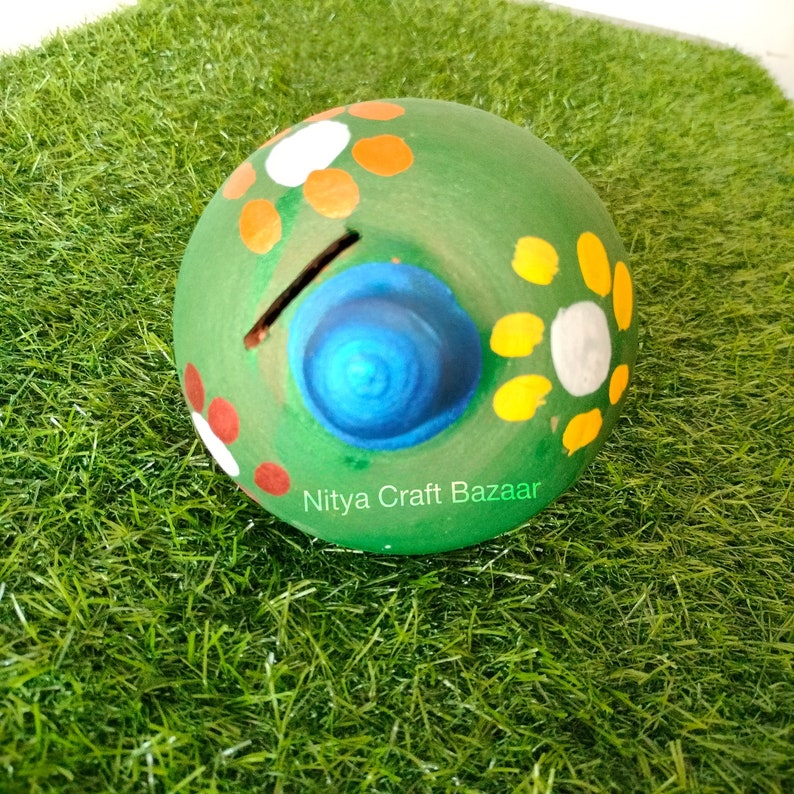 Flower Print Piggy Bank/hand-painted/ Colorful Clay Coin Bank/ Money ...