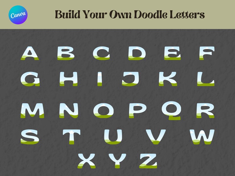 Fill Your Own Doodle Font, Customizable Sublimation Design, Editable ...