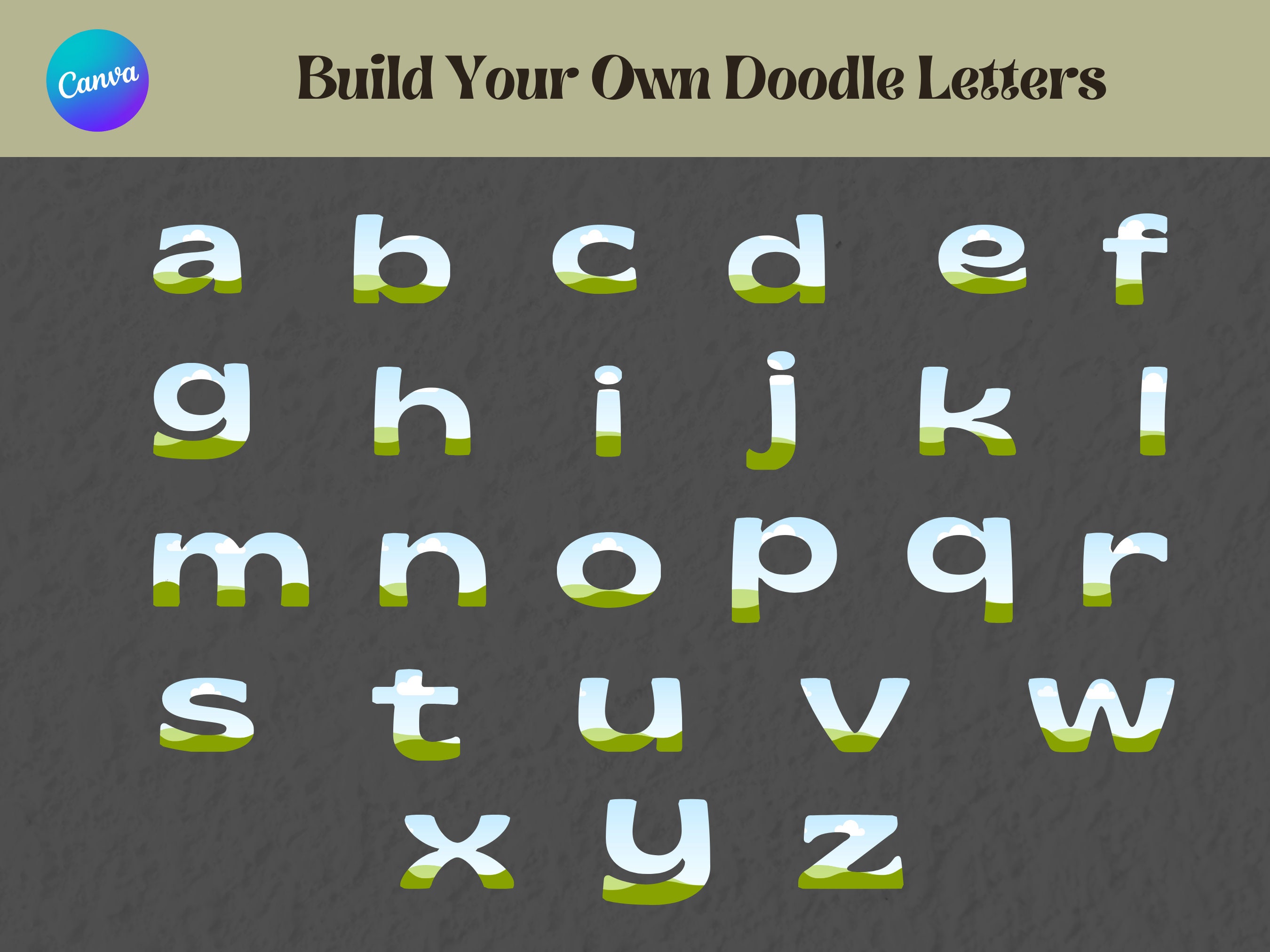 Fill Your Own Doodle Font, Customizable Sublimation Design, Editable ...