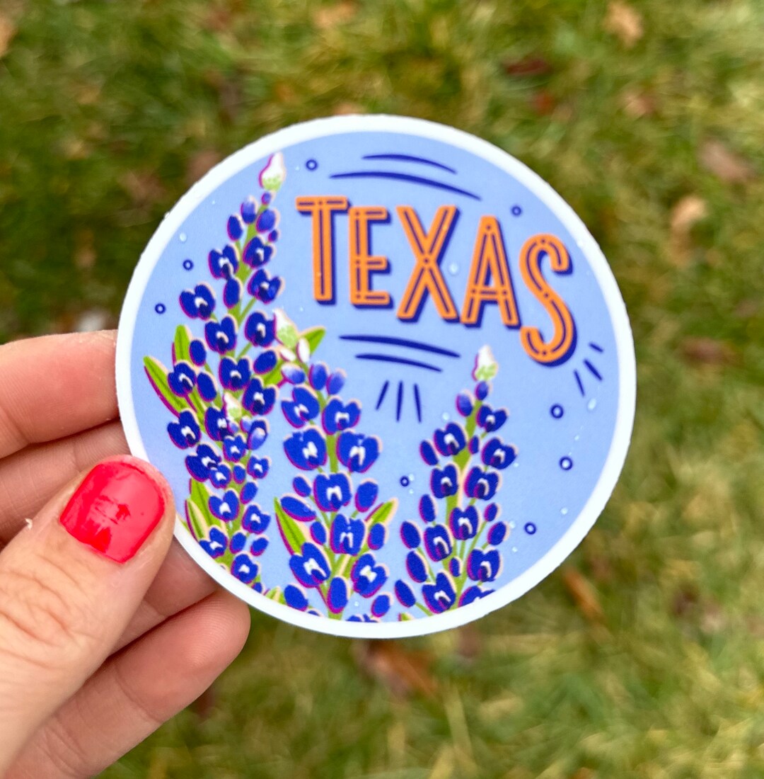 Texas Bluebonnet Sticker: Hand-lettered State Flower Sticker - Etsy