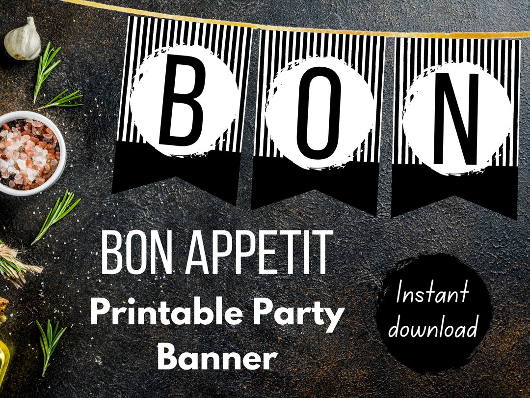 Bon Appetit Printable Party Banner - Etsy