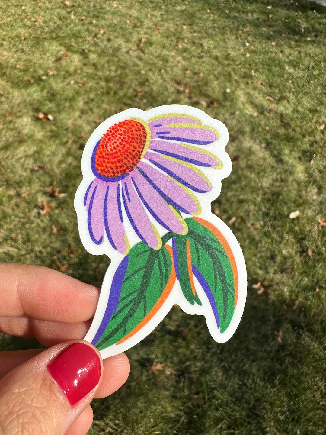Coneflower Sticker: Hand-drawn Flower Sticker - Etsy