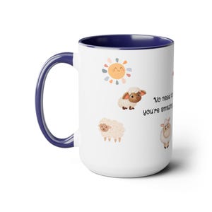 Cute Sheep "no Need to Baaaash Yourself" Mug | Uplifting Animal Quote ...