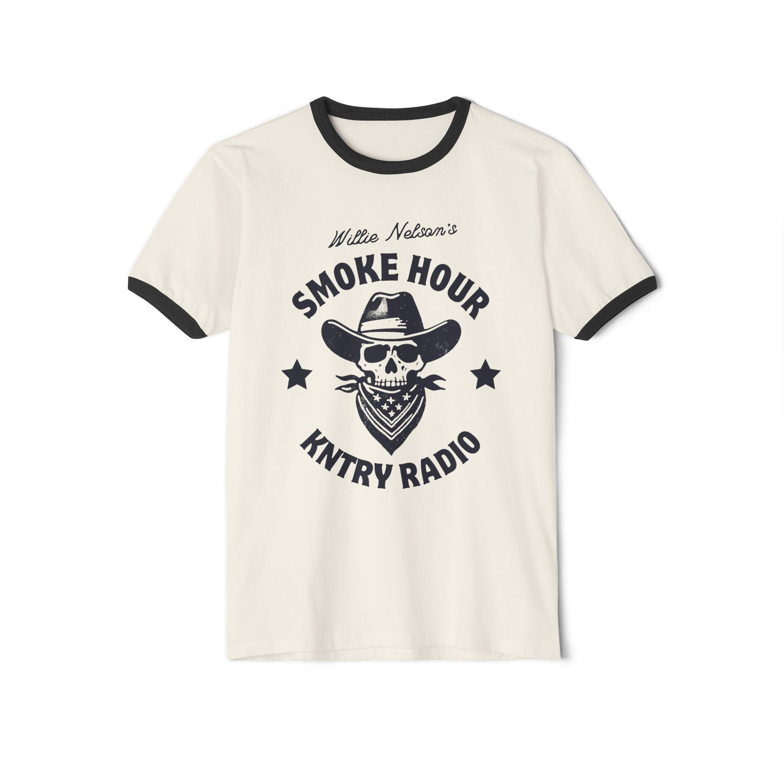 Smoke Hour KNTRY Radio With Willie Nelson | Unisex Cotton Ringer T ...