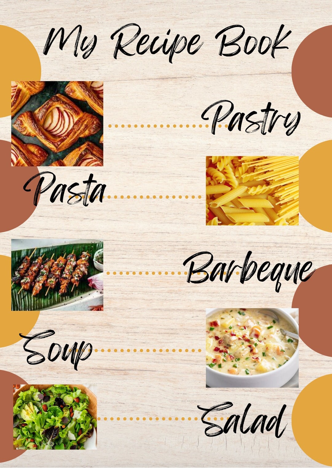 Recipe Book Template Editable Printable Digital Cookbook Pastry Pasta ...