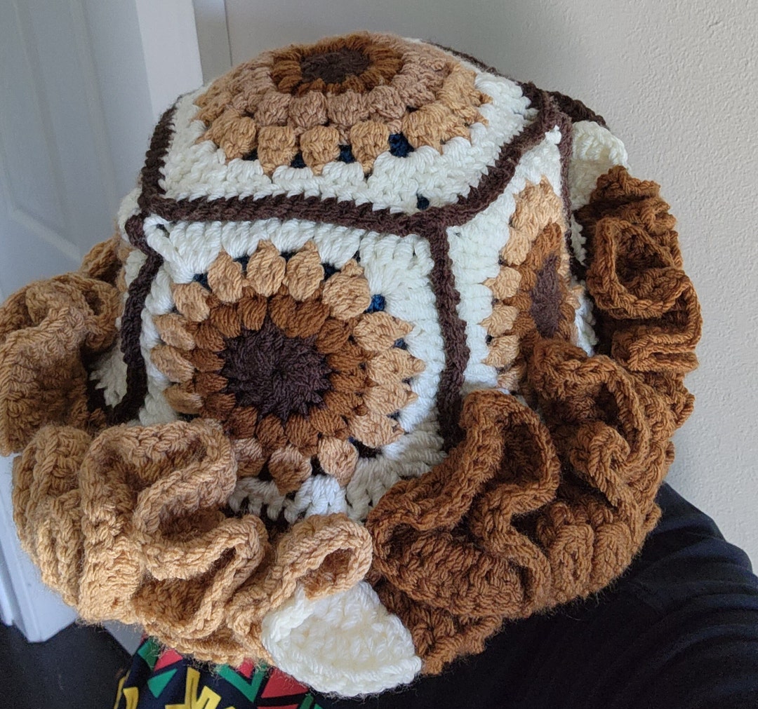 Crochet Sunflower Granny Square Ruffle Bucket Hat - Etsy