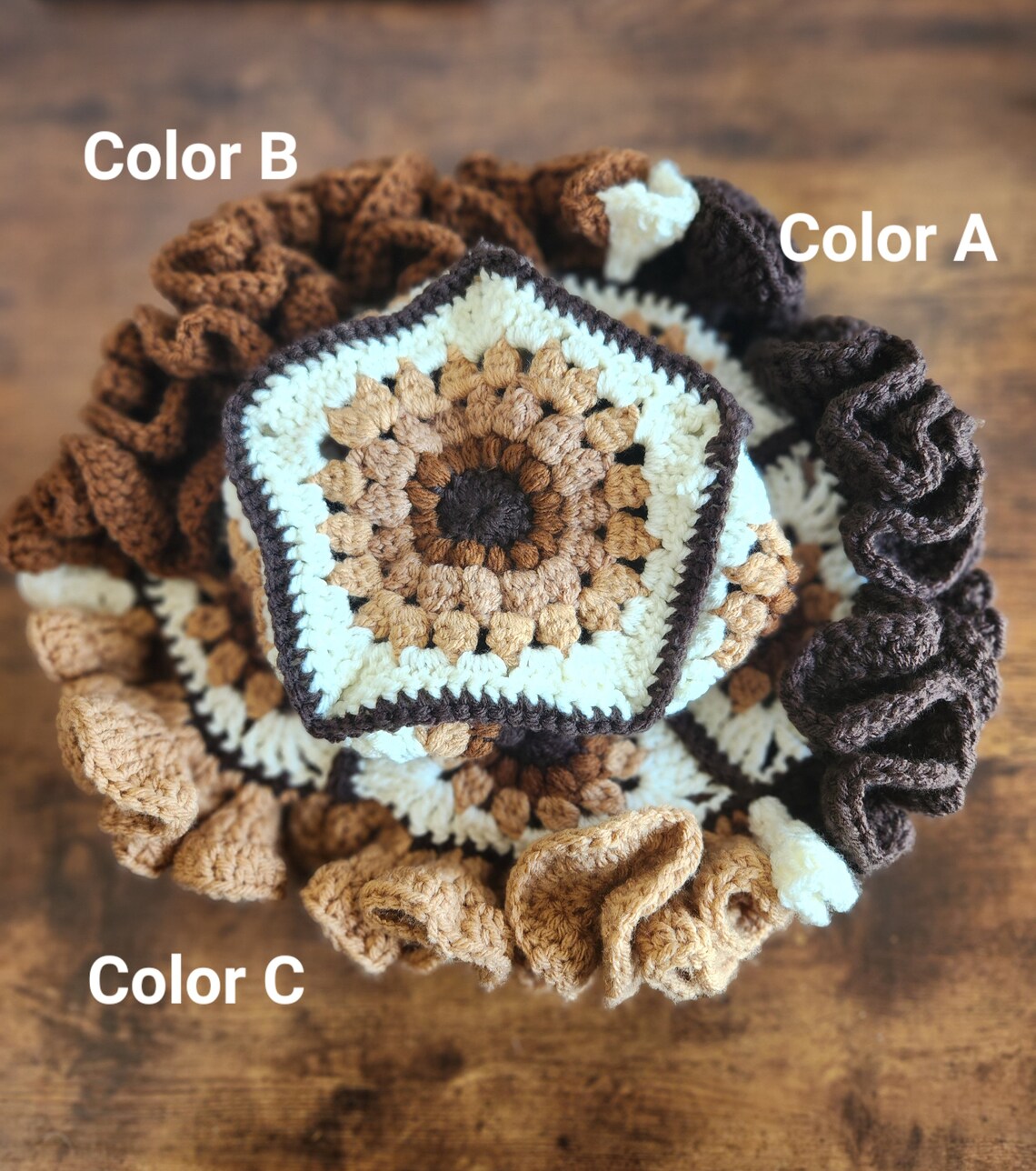 Crochet Sunflower Granny Square Ruffle Bucket Hat - Etsy