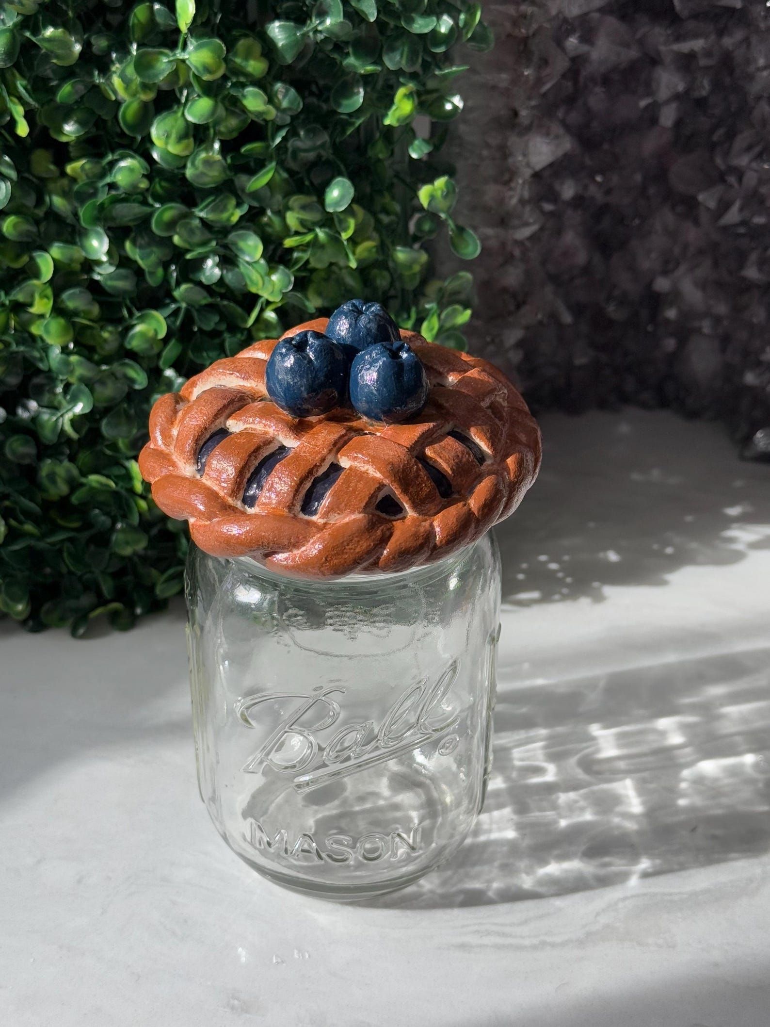 Clay Pie Jar - Mason Jar With Sculpted Pie Lid - Unique Handmade Gift ...