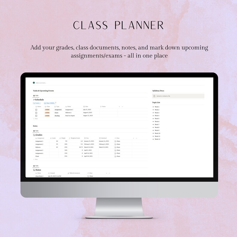 Student Notion Planner Template| Digital Academic Planner | Assignment ...