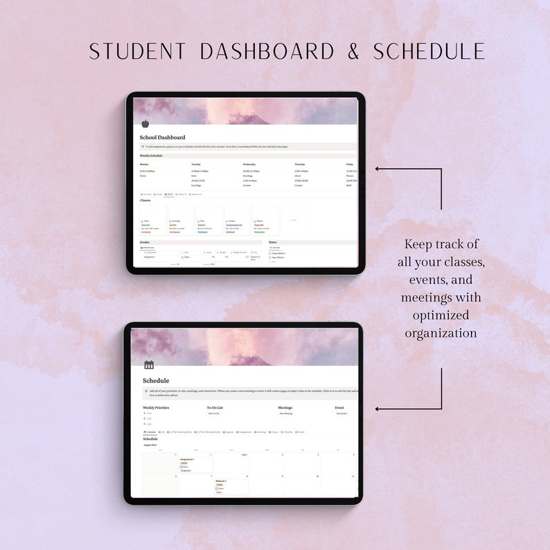 Student Notion Planner Template| Digital Academic Planner | Assignment ...