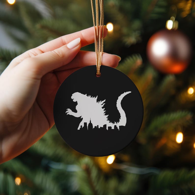 Godzilla Ornament - Godzilla Giftgeeky - Gift for Him -trifold Ornament ...