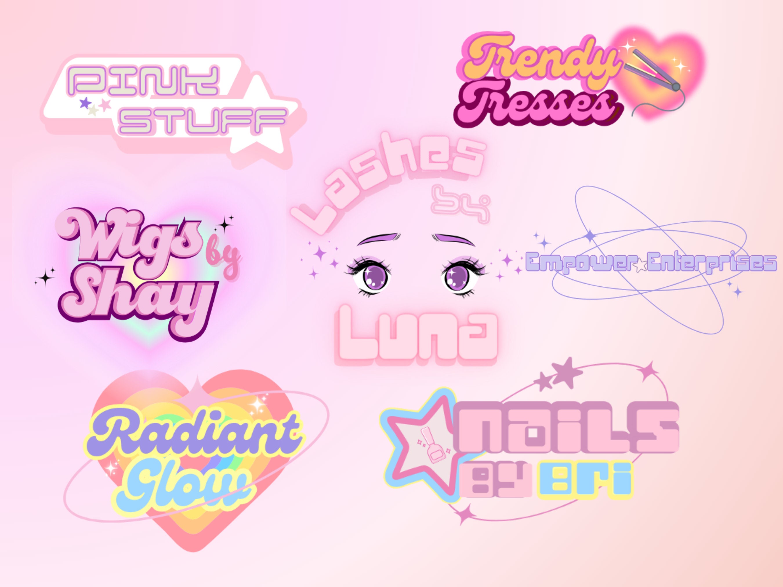 40+ AESTHETIC GIRLY Logo Templates | Y2K Cute Logos | Girly Canva Logo ...