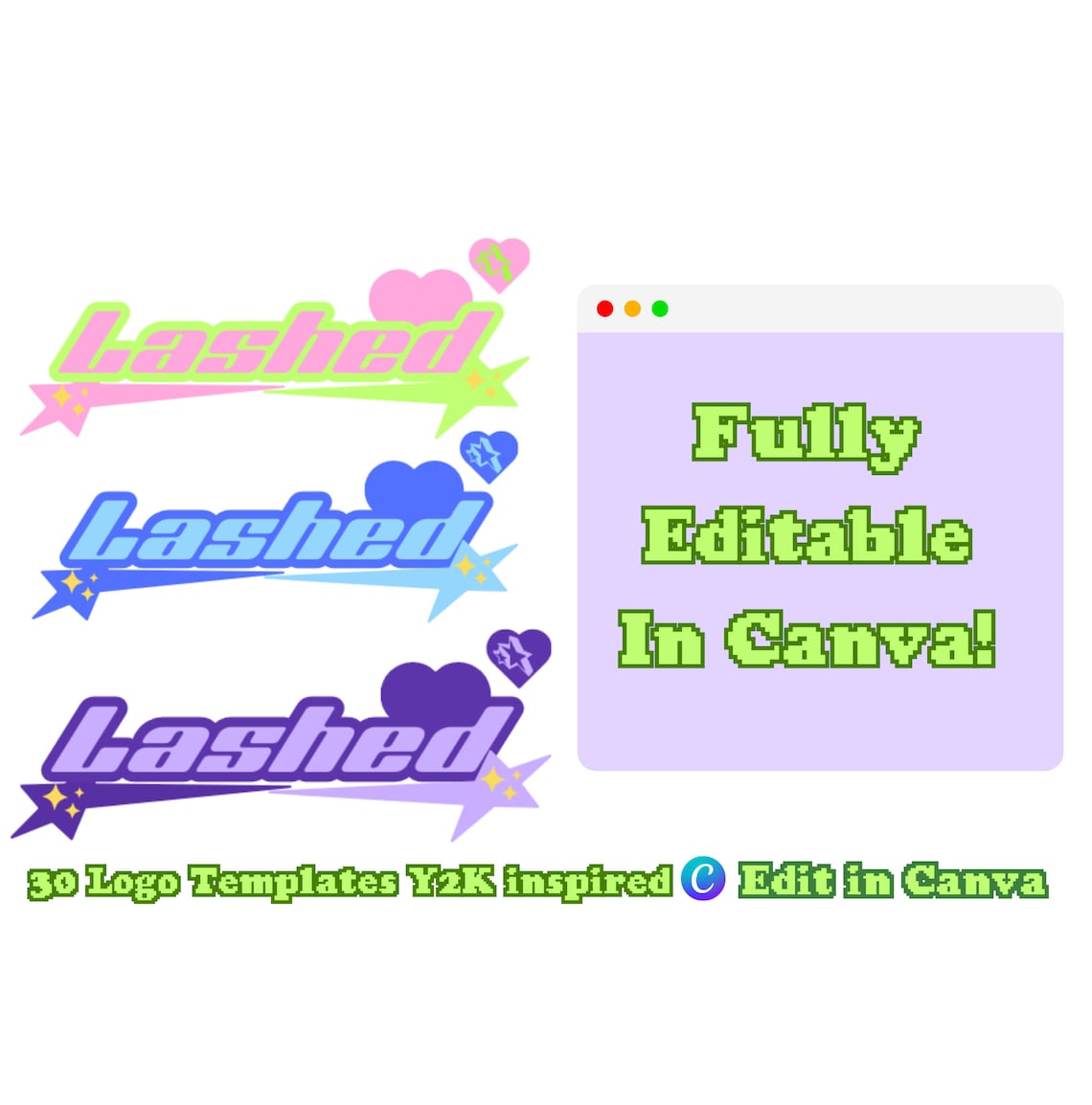 Y2K LOGO DESIGN Y2K Logo Templates Y2K Logo Canva Y2K Logo DIY Y2K Logo ...