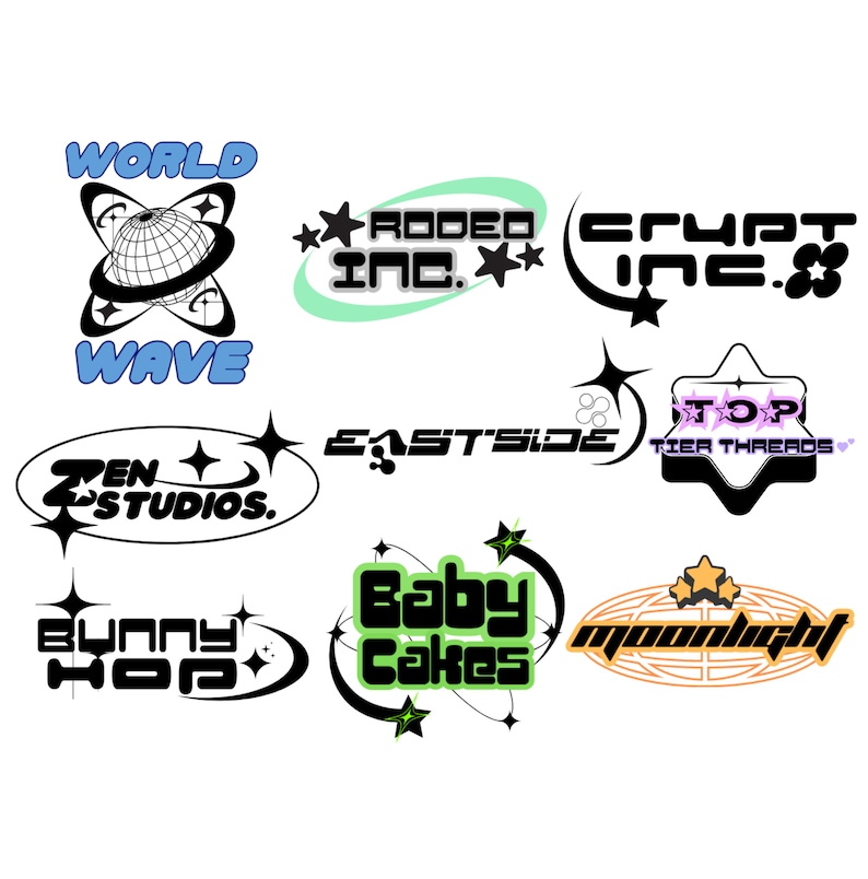 Y2K Logo Templates: Customizable Designs for Canva Pro (digital ...