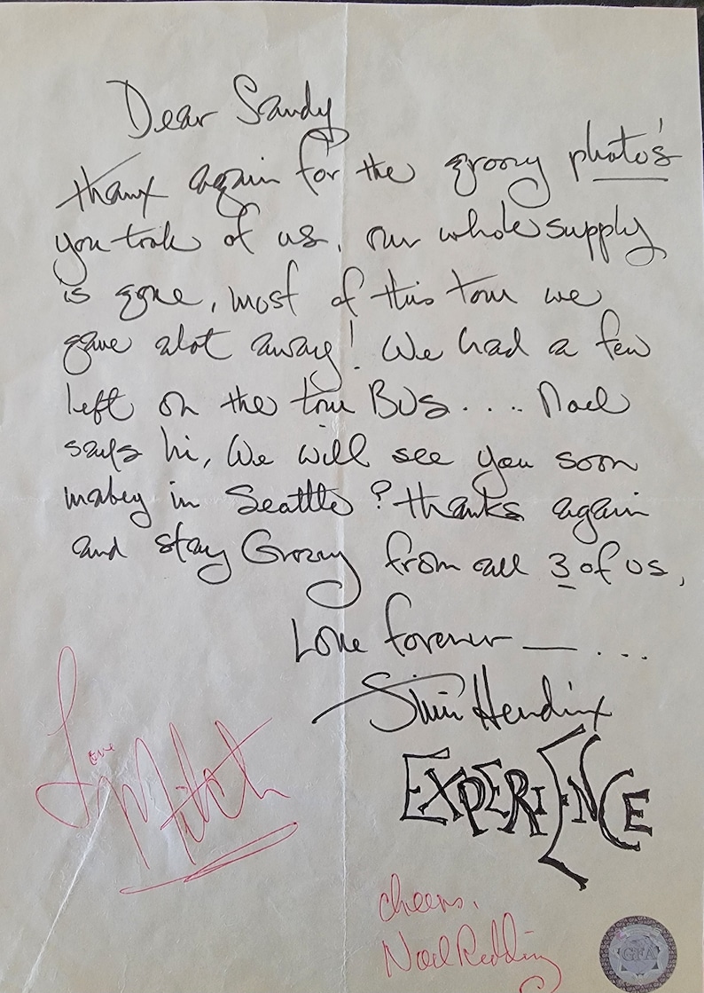 Jimi Hendrix Autographed Letter to Sandy (COA) - Etsy