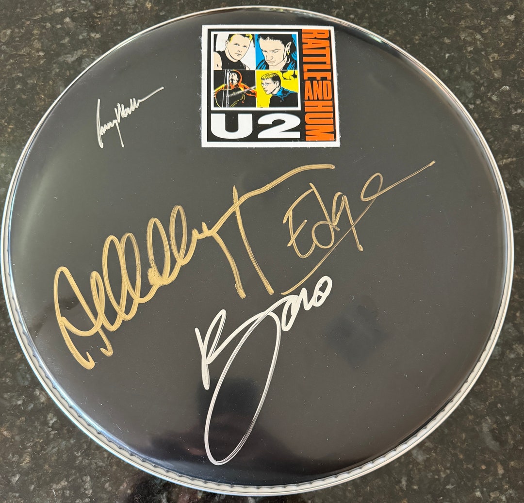 U2 Original Autographed 15 Inch Drumhead - Etsy