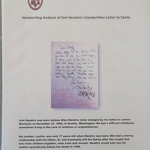 Jimi Hendrix Autographed Letter to Sandy (COA) - Etsy
