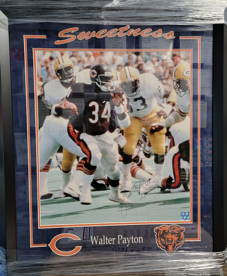 Walter Payton Original Autographed and Framed Photo COA - Etsy