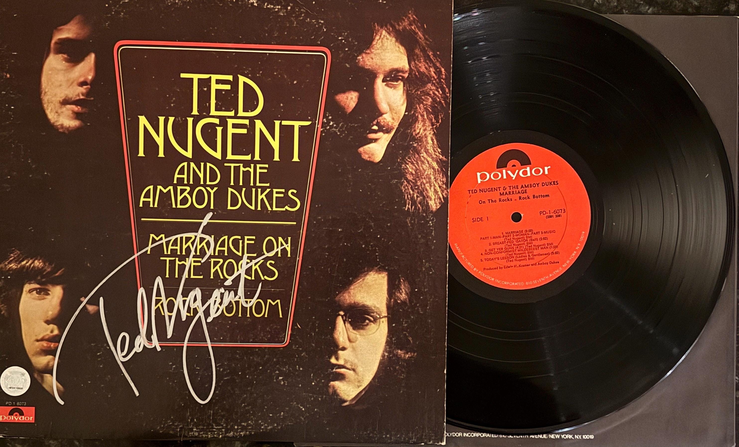Ted Nugent Original Autographed “marriage on the Rocks” LP Cover (COA ...