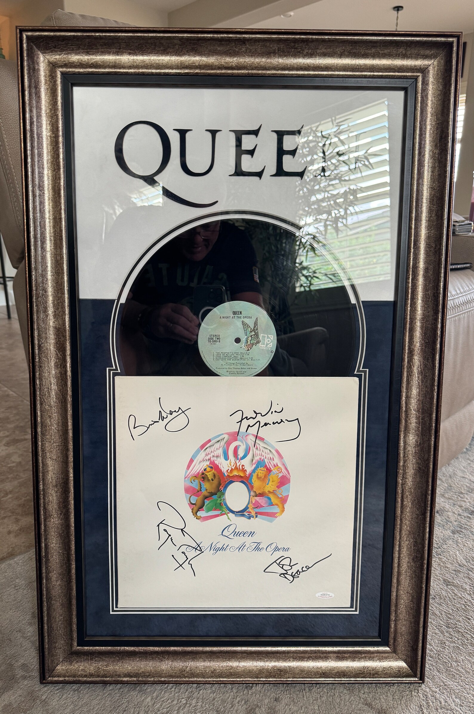 Queen Original Autographed and Framed “A Night at the Opera” LP Cover ...