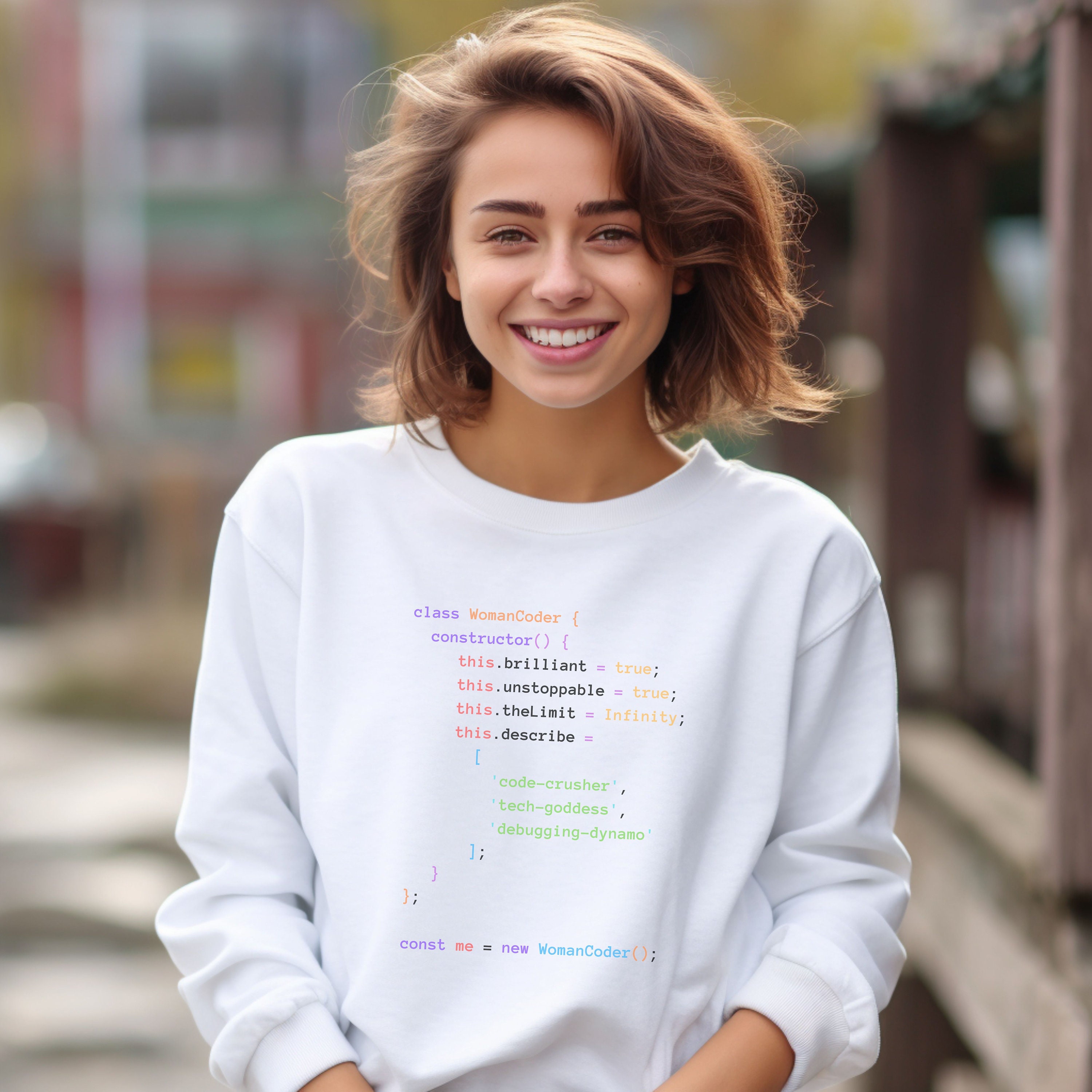 Women in Tech Crewneck Sweatshirt, Empowering Women Coders, Javascript Code Print Sweatshirt ...