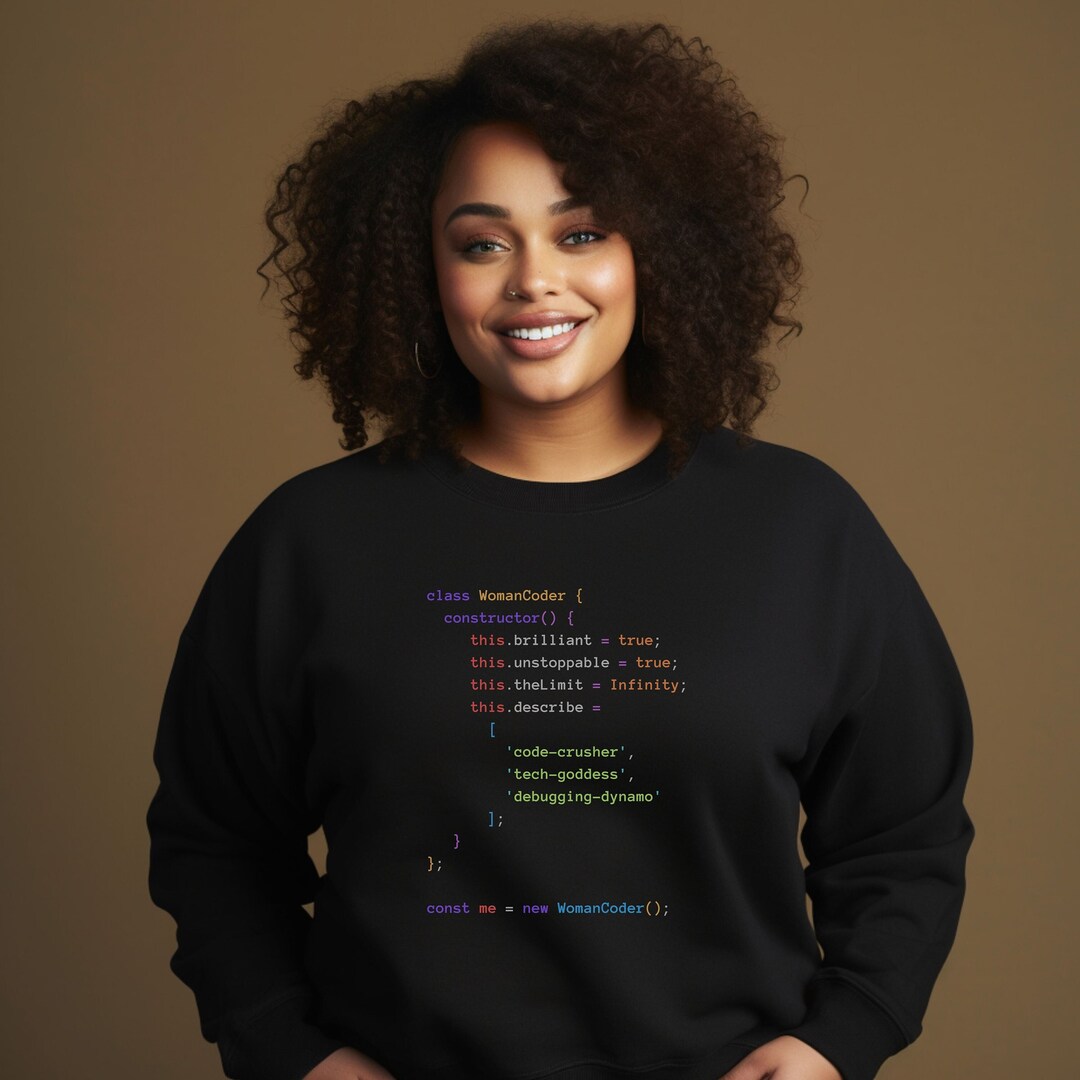 Women in Tech Crewneck Sweatshirt, Empowering Women Coders, Javascript Code Print Sweatshirt ...