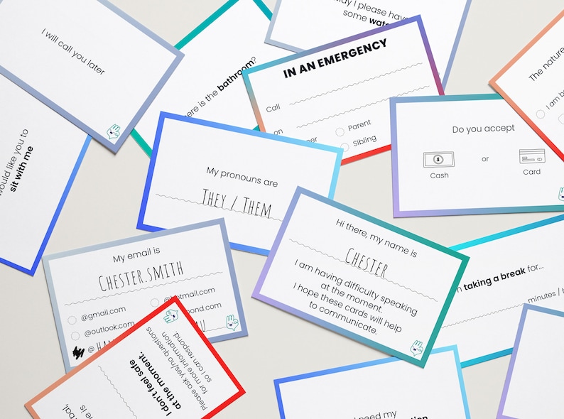 Adult Communication Cards - Cool Colour Border - Etsy