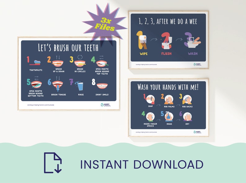 Bathroom Task & Routine Posters Set of 3 Landscape - Etsy