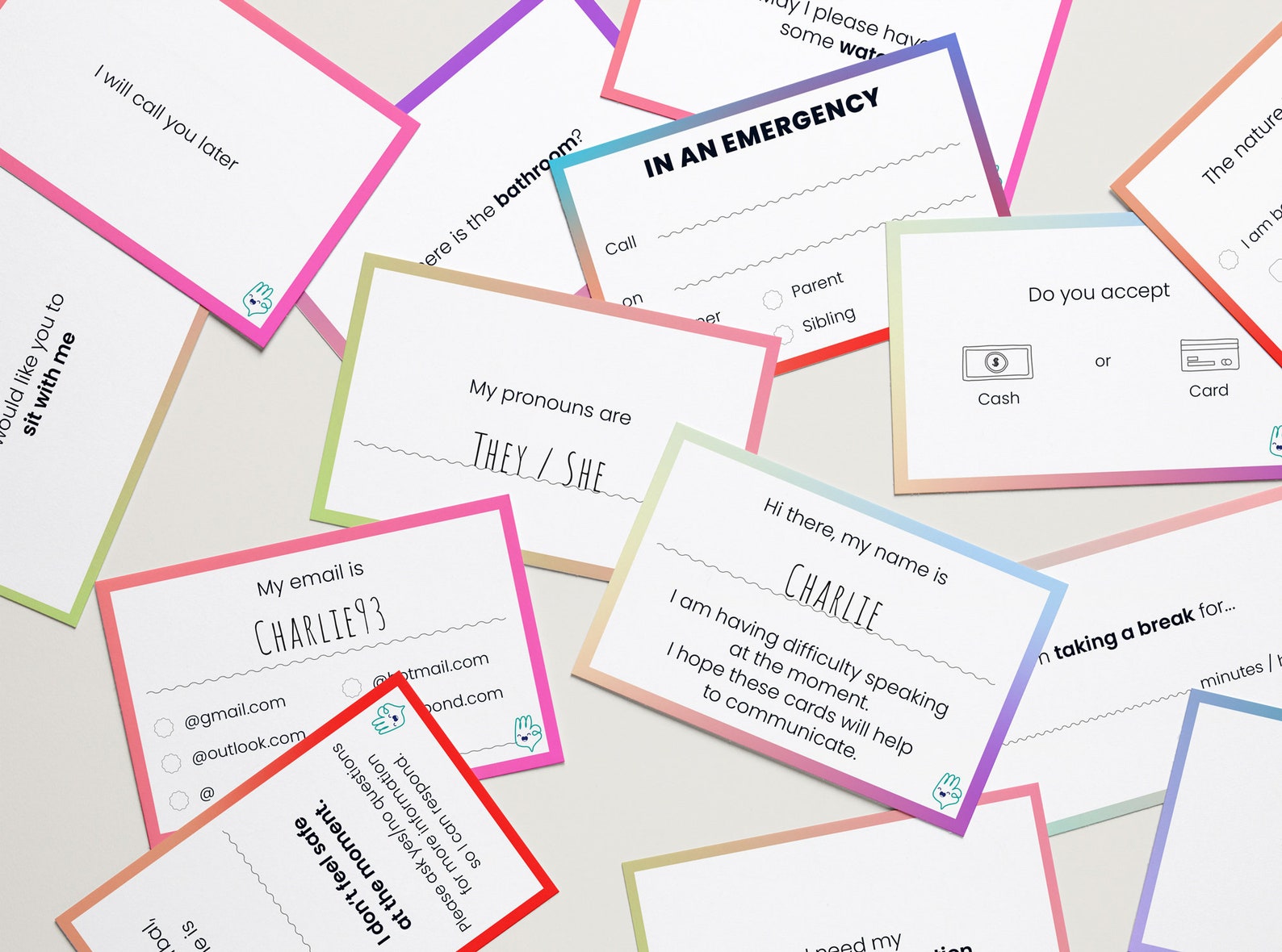 Adult Communication Cards - Warm Colour Border - Etsy