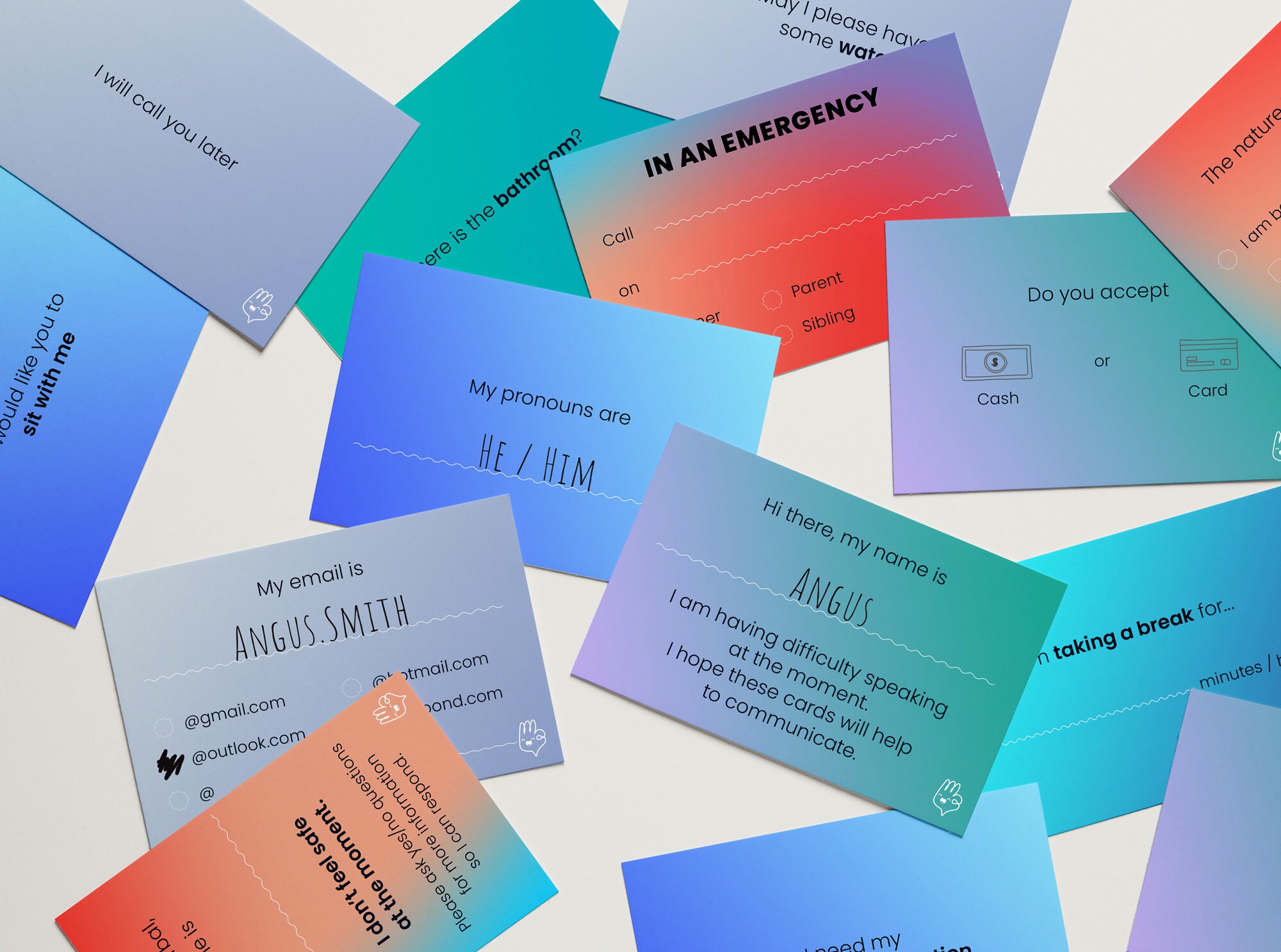 Adult Communication Cards - Cool Colour Gradient - Etsy