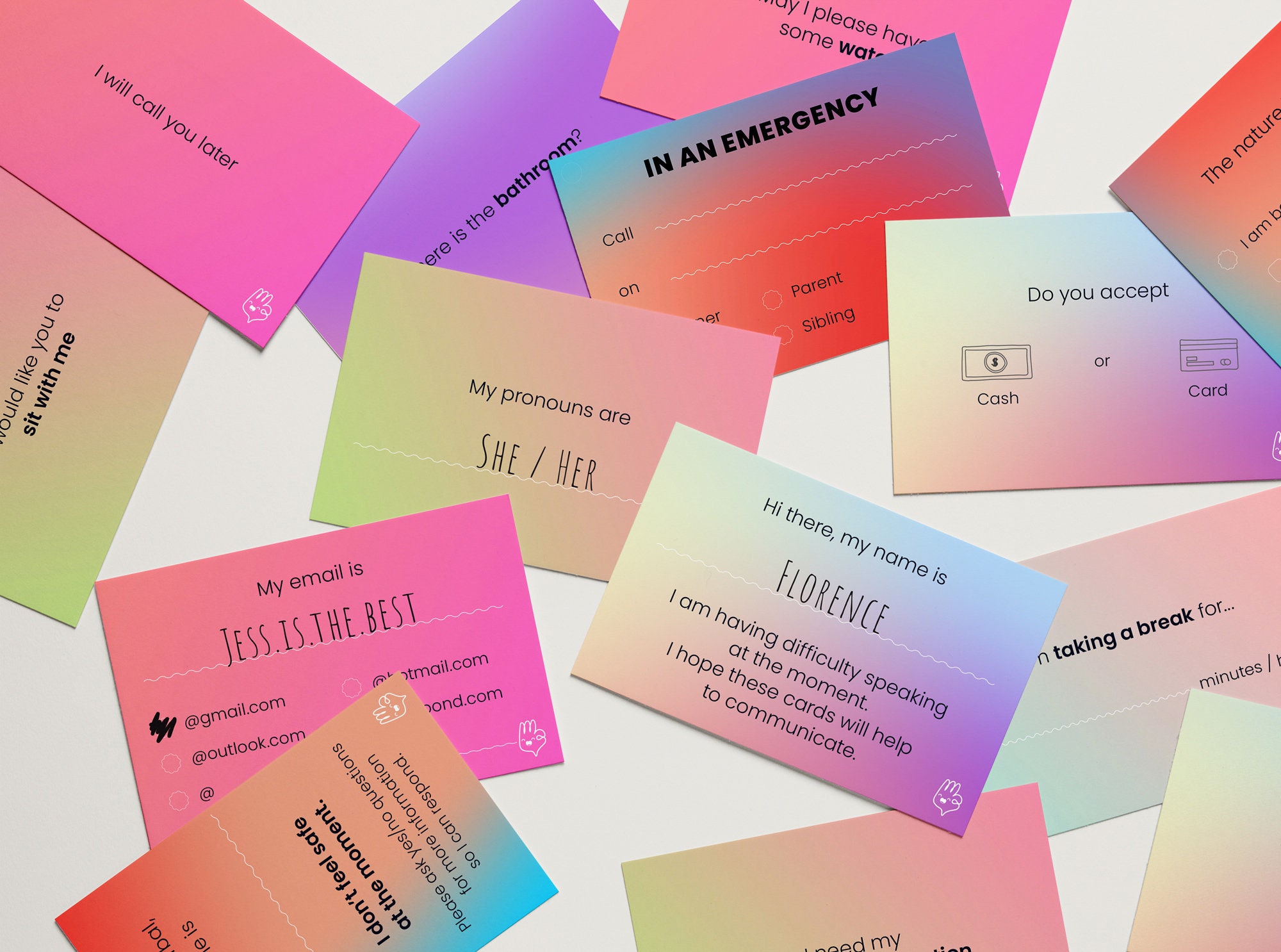 Adult Communication Cards - Warm Colour Gradient - Etsy