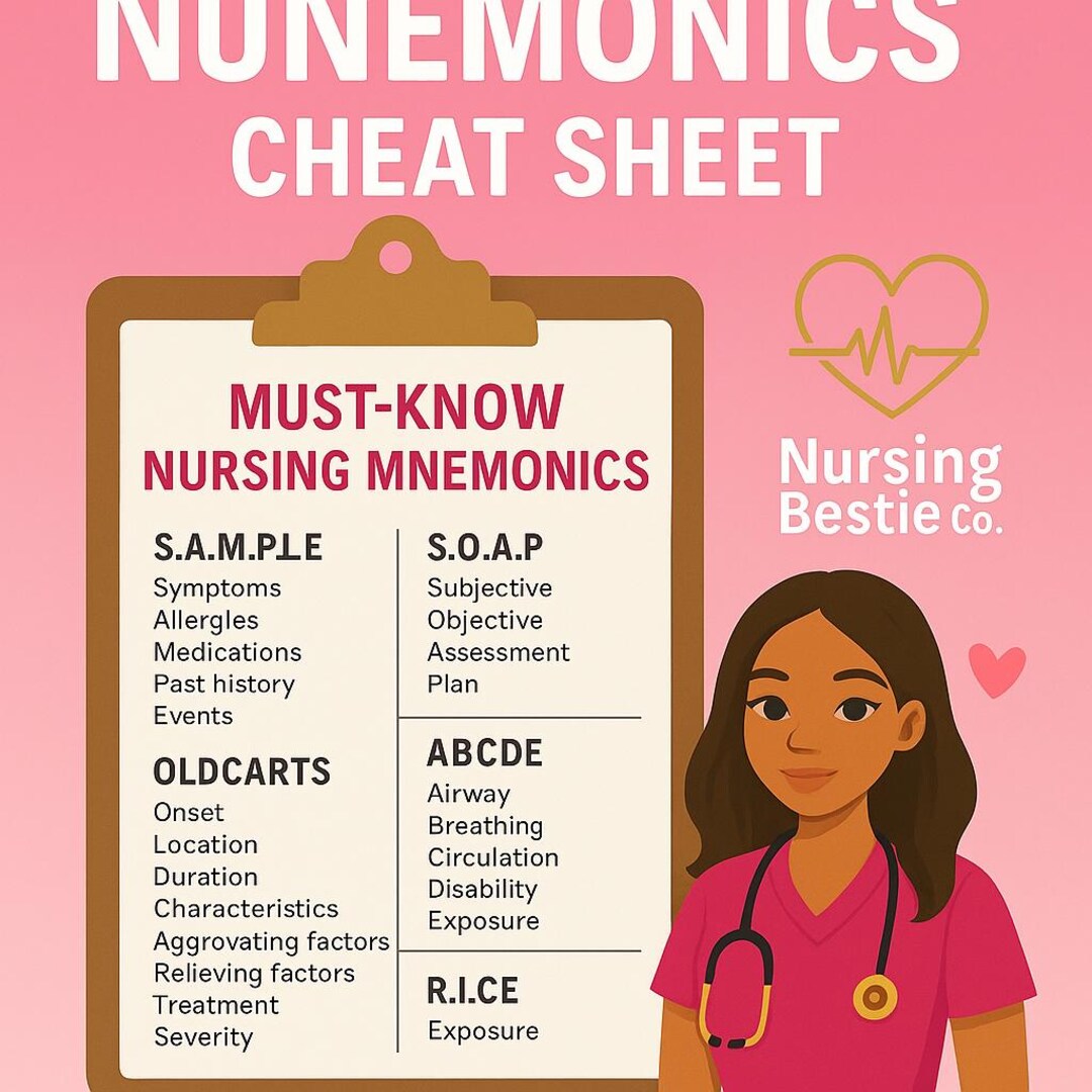 Fundamentals Nursing Mnemonics Cheat Sheet: NCLEX Study Guide ...