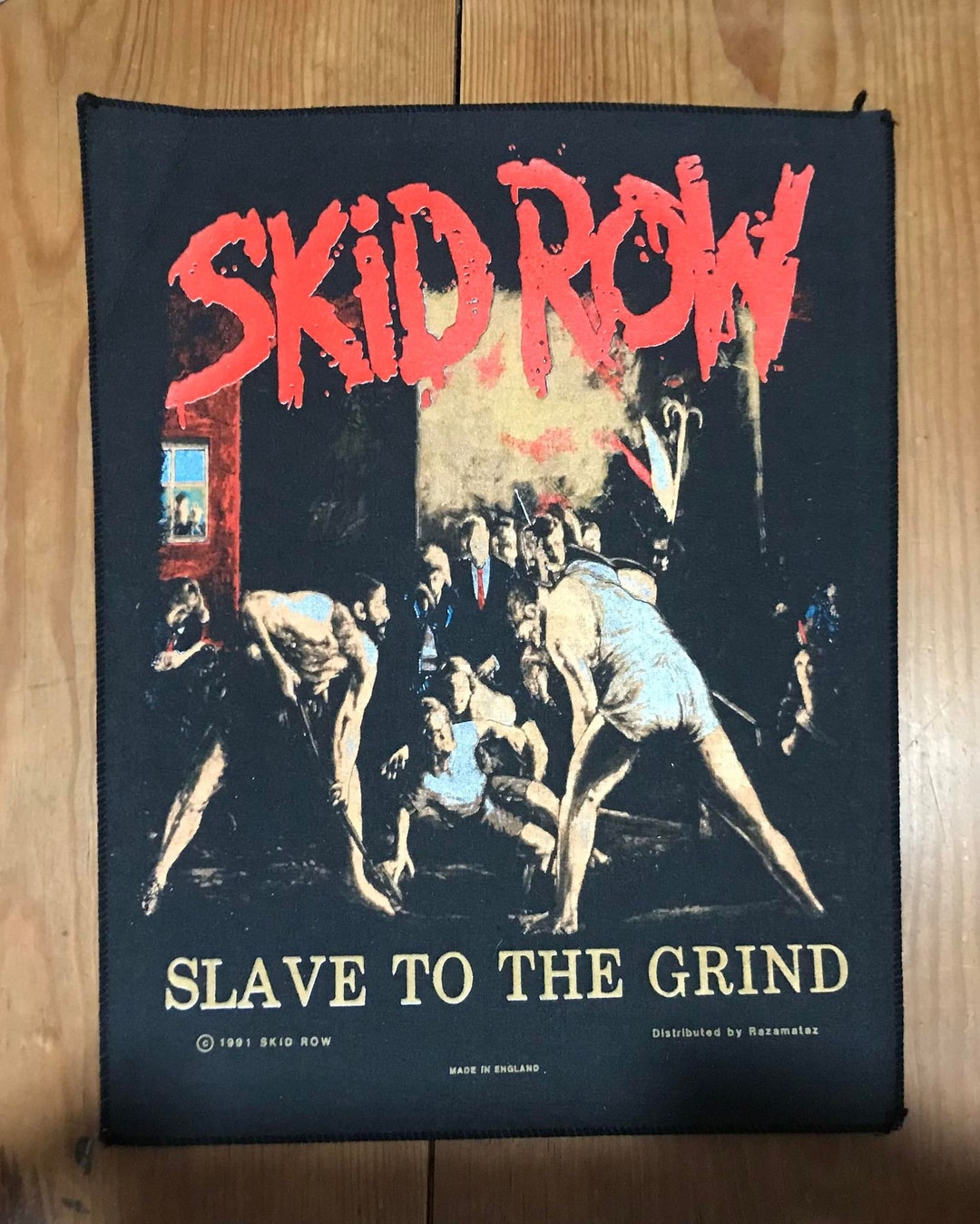 VINTAGE N.O.S. 1991 SKID ROW Slave to the Grind Backpatch Back Patch ...