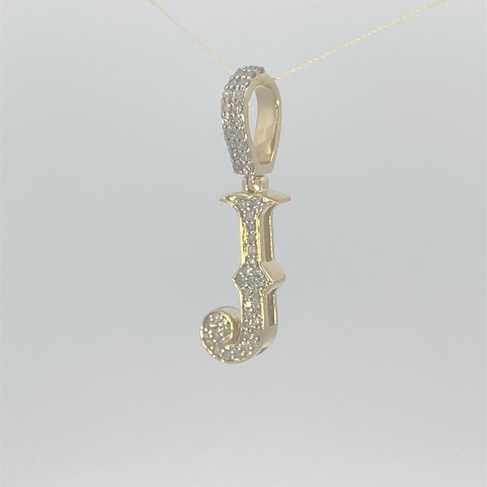 Natural Gold Initial Letter J Alphabet Pendant Yellow Gold - Etsy