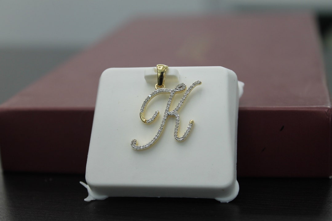 Real Diamond Gold Initial Charm Yellow 10karat Pendant Letter Alphabet Solid A-Z Real Initial R ...