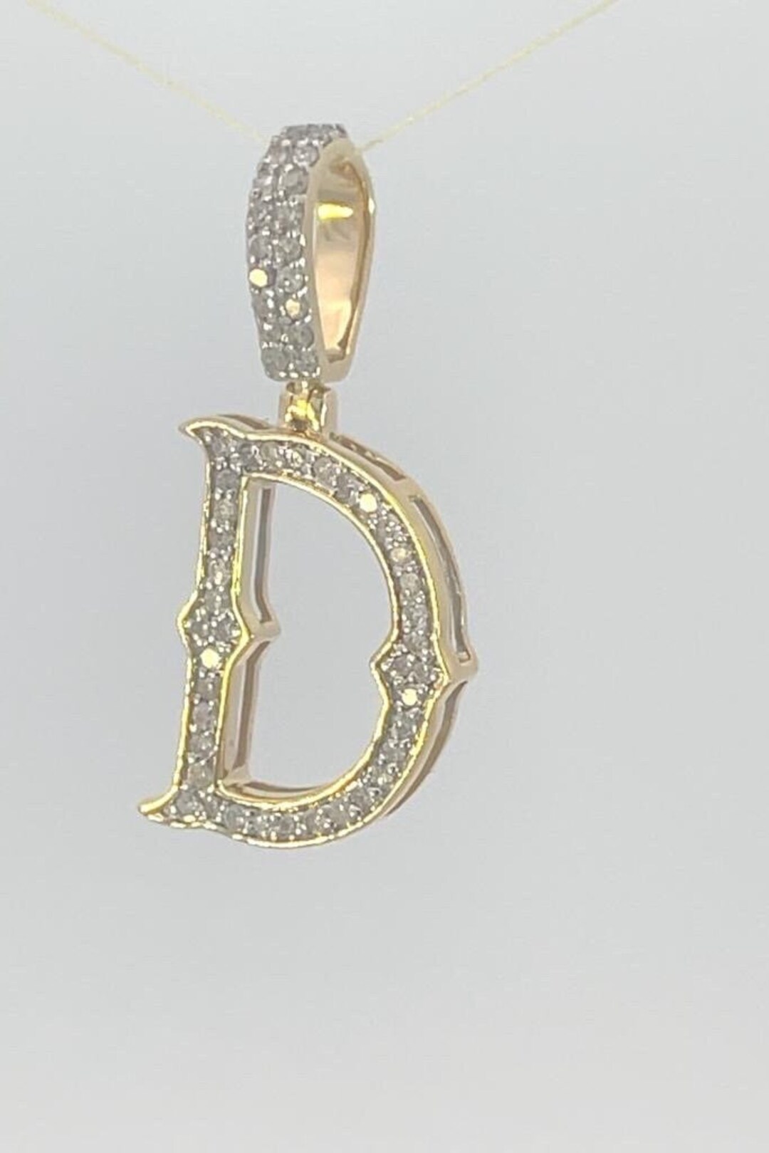 Natural Gold Initial Letter D Alphabet Pendant Yellow Gold - Etsy
