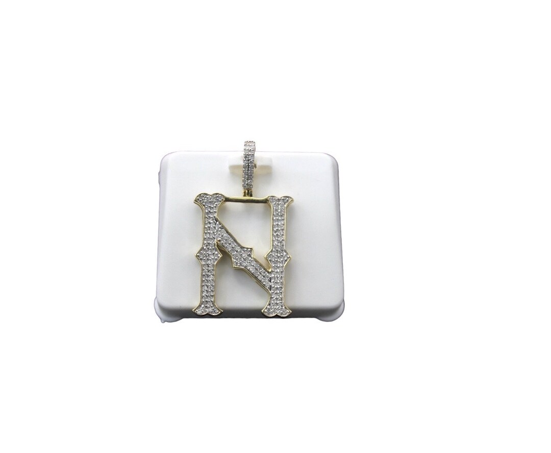 10K Gold Initial Letter N Alphabet Pendant, Yellow Gold ,diamond ...