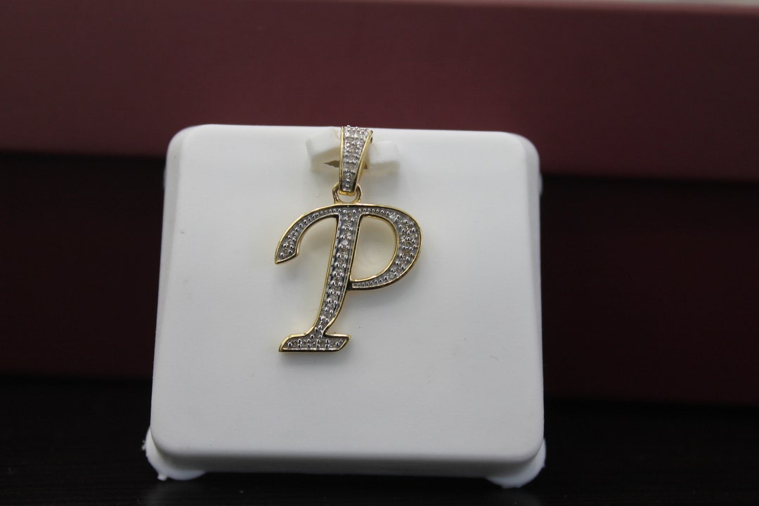 Natural Gold Initial Letter P Pendant Alphabet Pendant, Yellow Gold ...