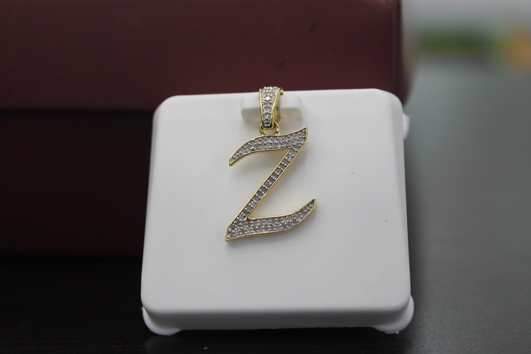 Natural Gold Initial Letter Z Pendant Alphabet Pendant, Yellow Gold ...