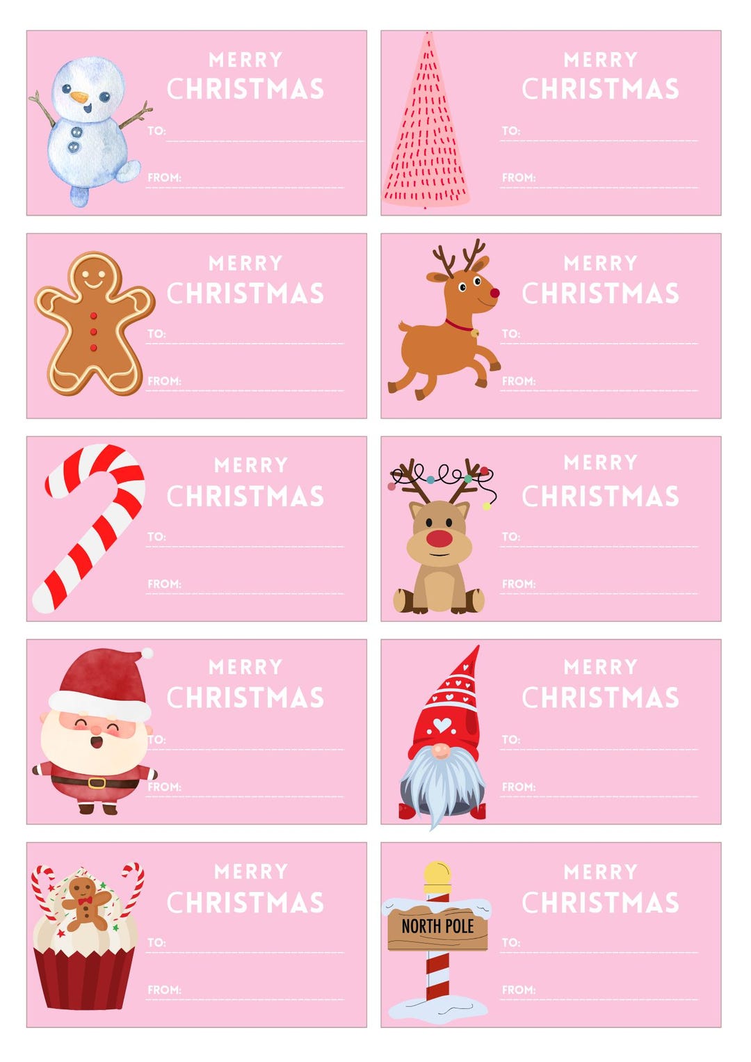 Pink Christmas Gift Tags - Etsy
