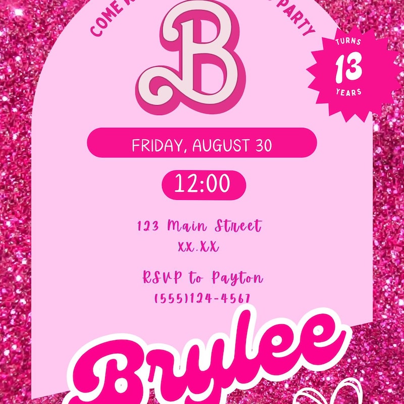Barbie Invitation - Etsy