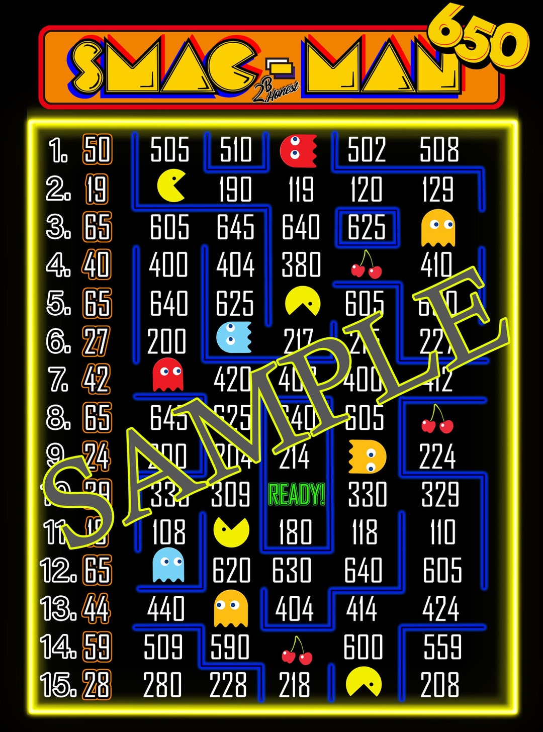 NEW! Pacman 650 - WTA PYP Bingo Board - Etsy