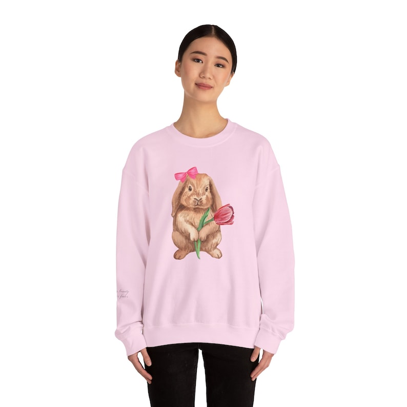 Coquette Rabbit With Flower Crewneck Sweatshirt - Etsy