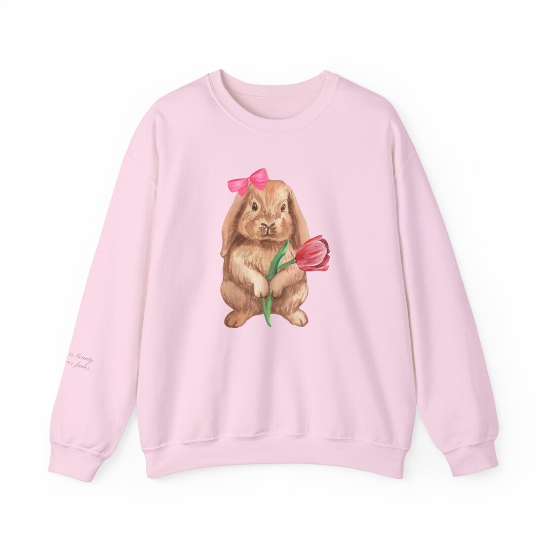 Coquette Rabbit With Flower Crewneck Sweatshirt - Etsy
