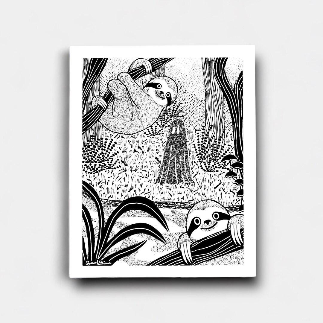 Sloths "little Black Ghost Print" - Etsy