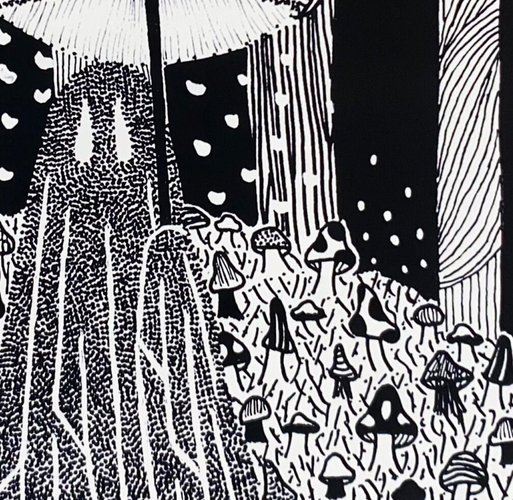 Mushroom Forest "little Black Ghost Print" - Etsy