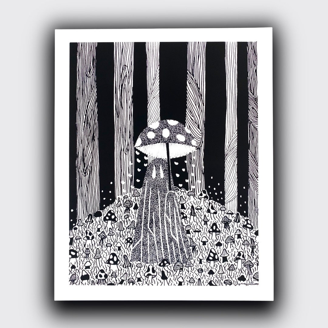 Mushroom Forest "little Black Ghost Print" - Etsy
