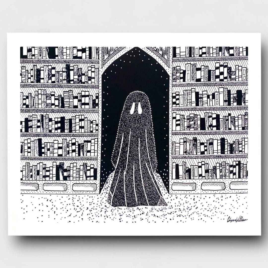 Library "little Black Ghost Print" - Etsy